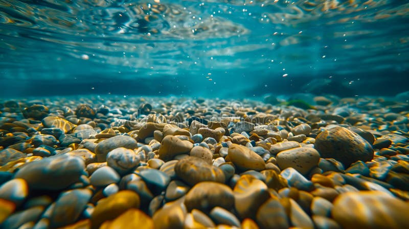 Underwater View of Rocks and Pebbles Stock Image - Image of rock ...