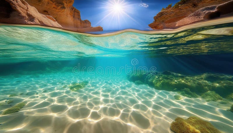 An Underwater View of a Sandy Seabed in Crystal Clear Turquoise Waters ...