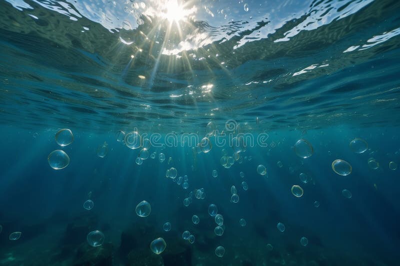 Underwater View of Sea Floor with Bubbles and Ripples in Water Stock Image - Image of snorkeling ...