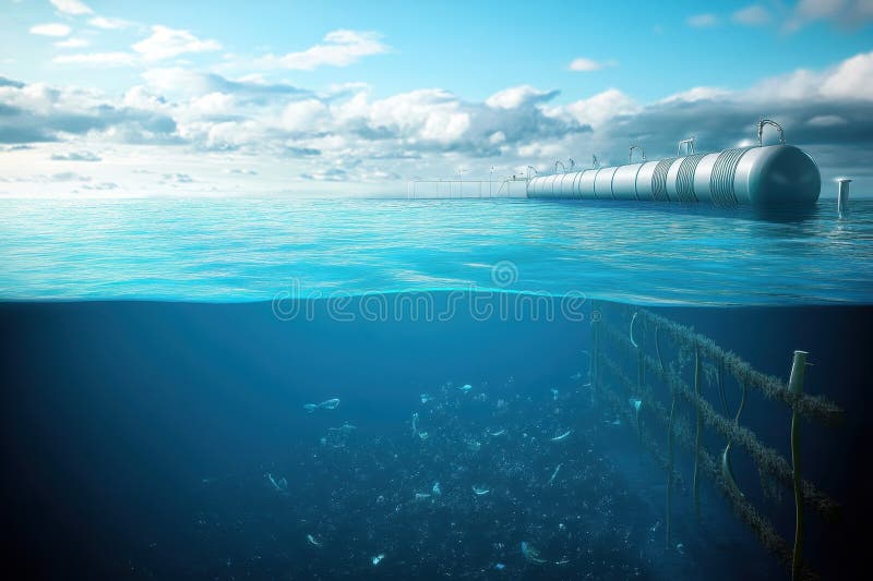 Underwater Structure with Visible Ocean Environment and Surface ...