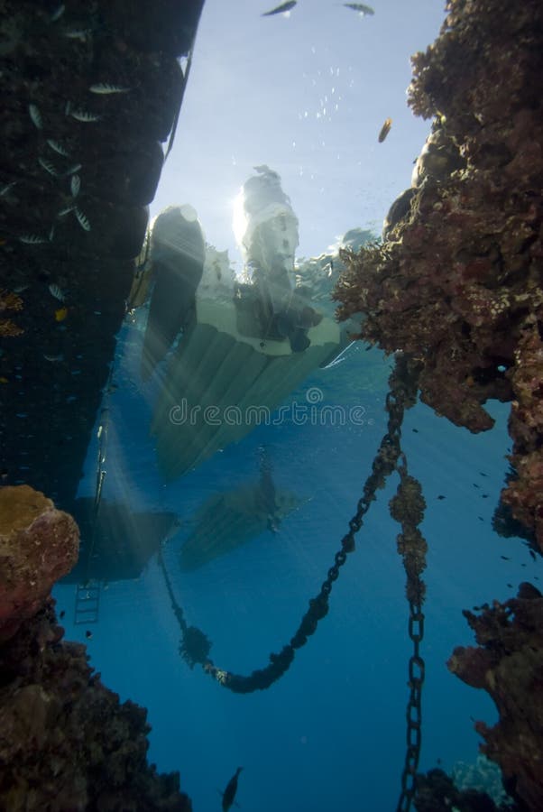 Underwater View of a Speed Boat Stock Photo - Image of propeller, view ...
