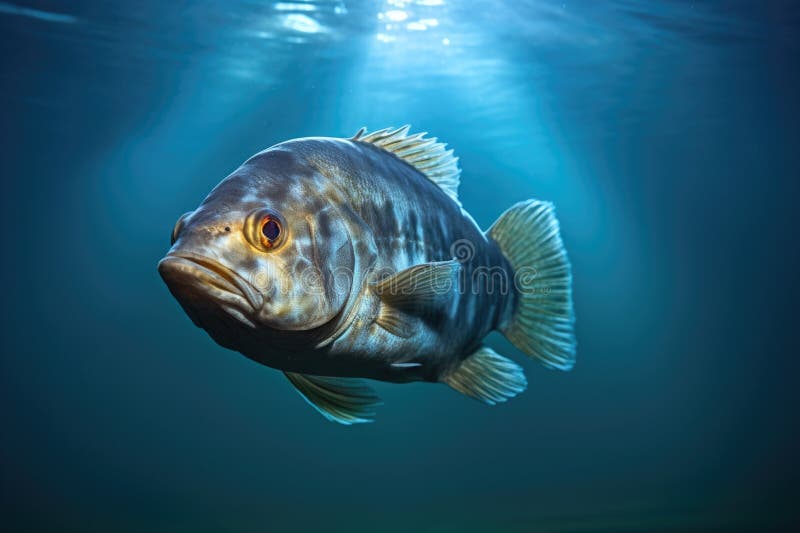 Underwater View of a Sunfish in a Clear, Blue Lake Stock Image - Image ...