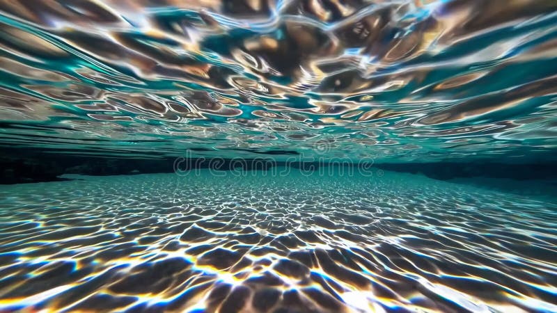 Underwater View of Sunlight Patterns on Sandy Ocean Floor, Abstract Art ...