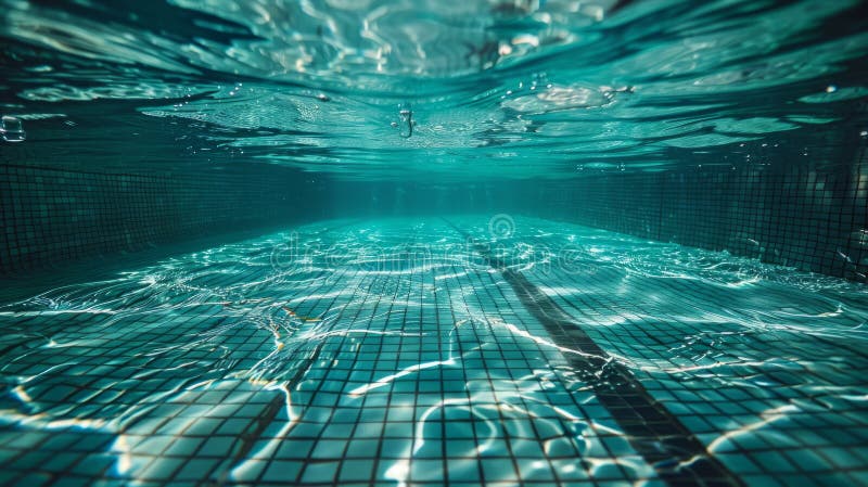 Underwater View of Swimming Pool with Clear Water and Light Reflections ...
