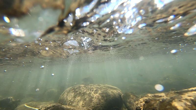 Underwater View Under Surface of Flowing Water Current Stream Stock ...