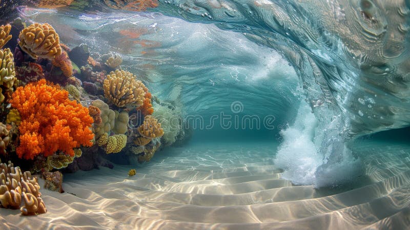 Underwater View of a Vibrant Coral Reef AI Generated Stock Illustration ...