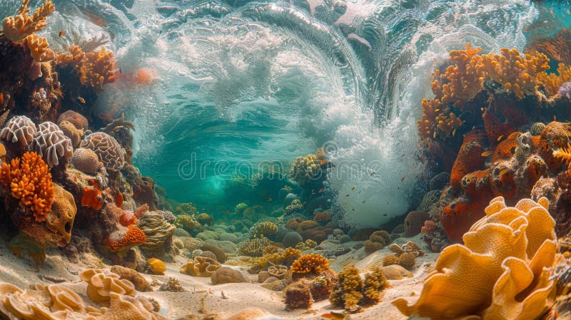 Underwater View of a Vibrant Coral Reef AI Generated Stock Illustration ...