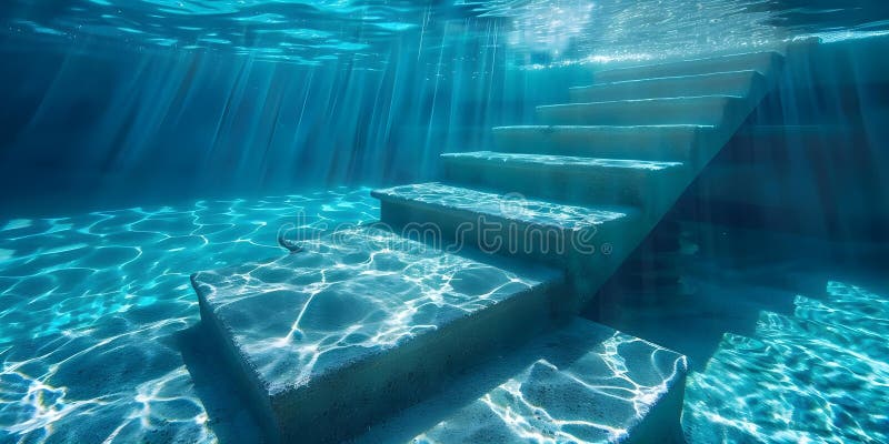 Underwater View of a Villa Pool with Steps Blue Water and Sunlight ...