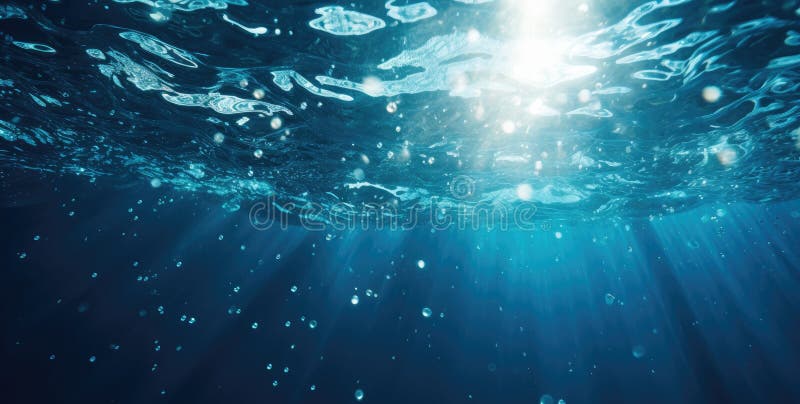 Underwater View of the Water with Drops Stock Photo - Image of ...