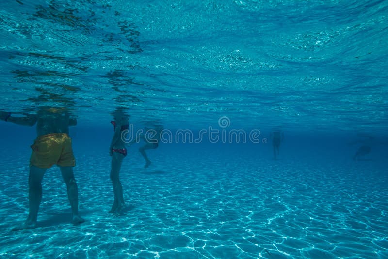 Underwater View on Water Park Pool Stock Photo - Image of feet ...