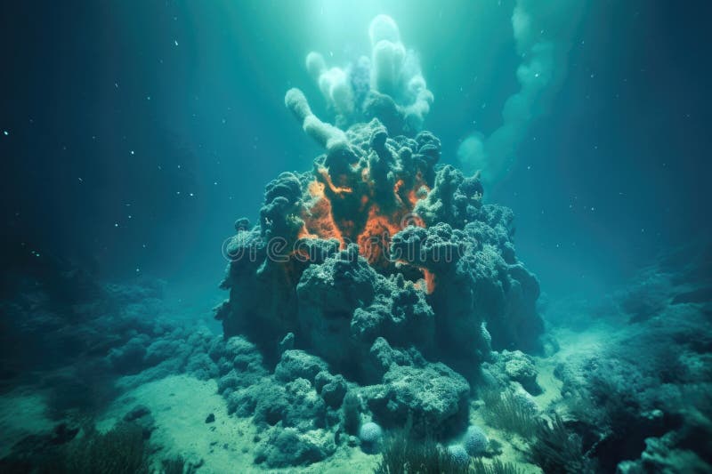 Underwater Volcanic Eruption Near Hydrothermal Vent Stock Photo - Image ...