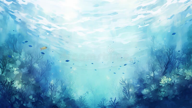Underwater Watercolor Background Illustration Stock Illustration ...