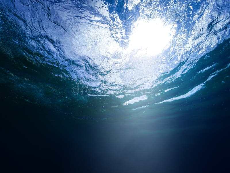 Underwater Waves Scene with Light Rays Stock Image - Image of ...