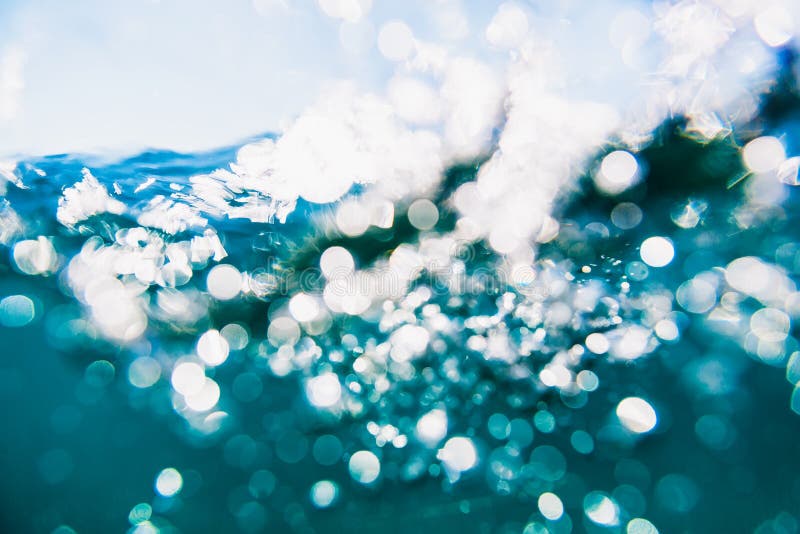 Underwater Waves in Tropical Sea and Sun Rays. Water Texture in Ocean ...