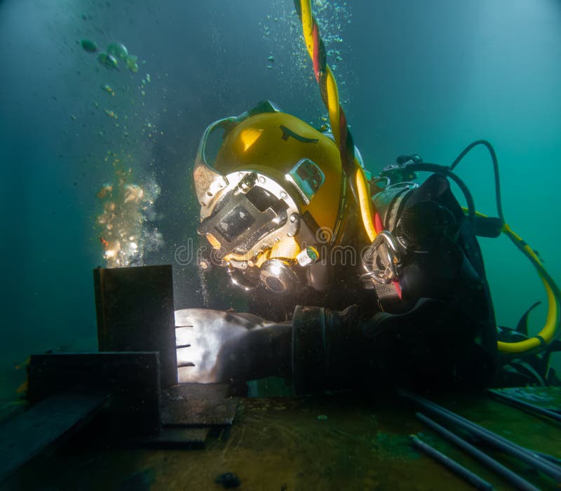 Underwater Welding in Deep Ocean Depths Stock Image - Image of ...