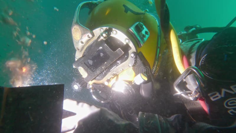 Underwater Welding in Deep Ocean Depths Stock Footage - Video of ...