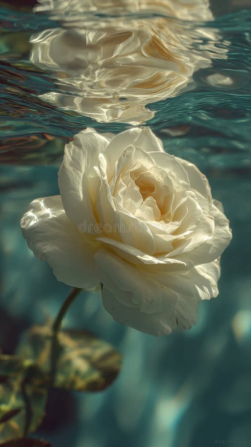 Underwater White Rose Reflection Tranquil Blue Water Stock Photos - Free & Royalty-Free Stock ...