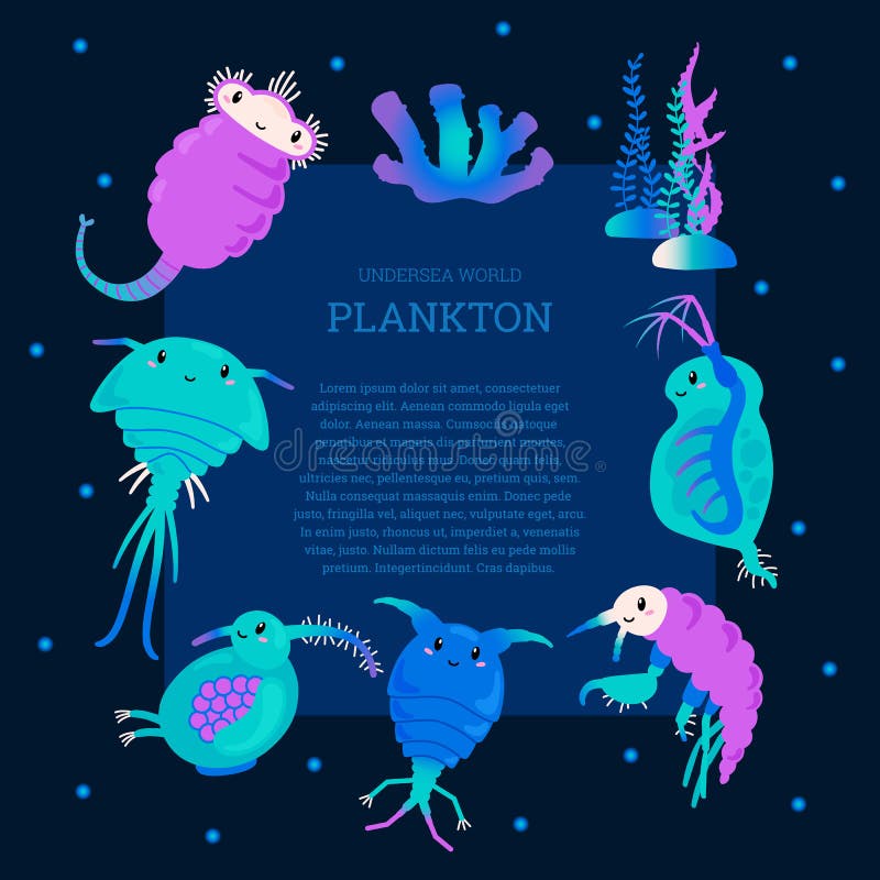 Plankton Underwater World Banner or Poster Design Flat Vector ...