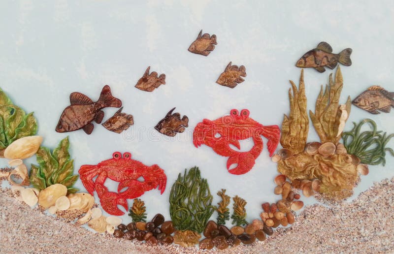 Underwater World of Fish, Crabs, Shells Stock Photo - Image of deep ...