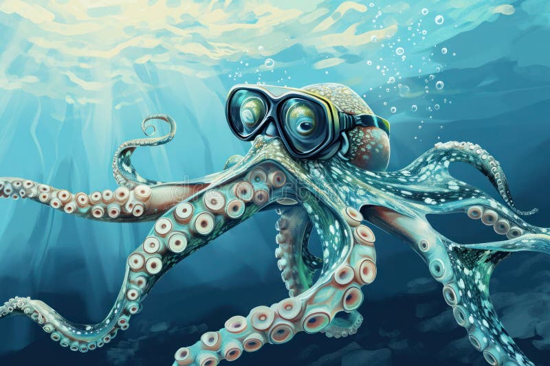 Underwater World from the Perspective of an Octopus. Stock Image ...
