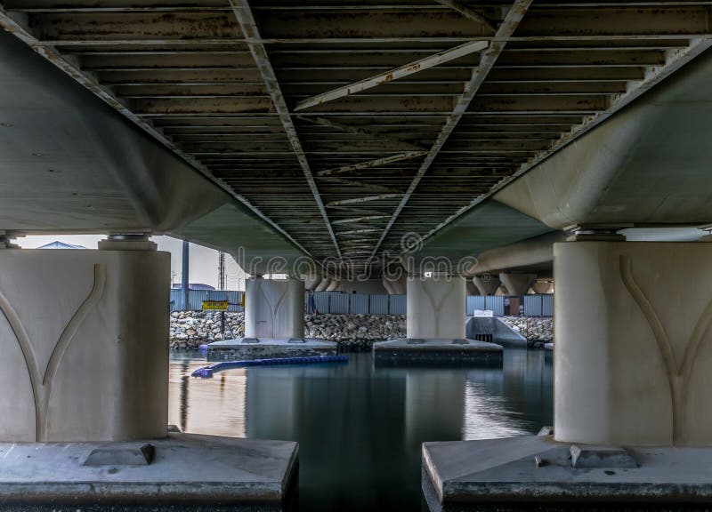 Underway View of Flyover Bridge and it S Pillars in Manama, Bahrain ...