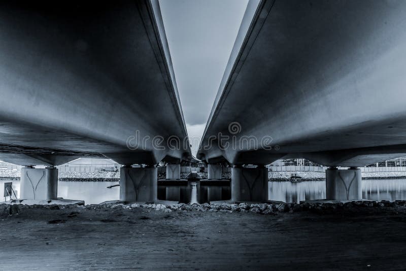 Underway View of Flyover Bridge and it S Pillars in Manama, Bahrain in ...