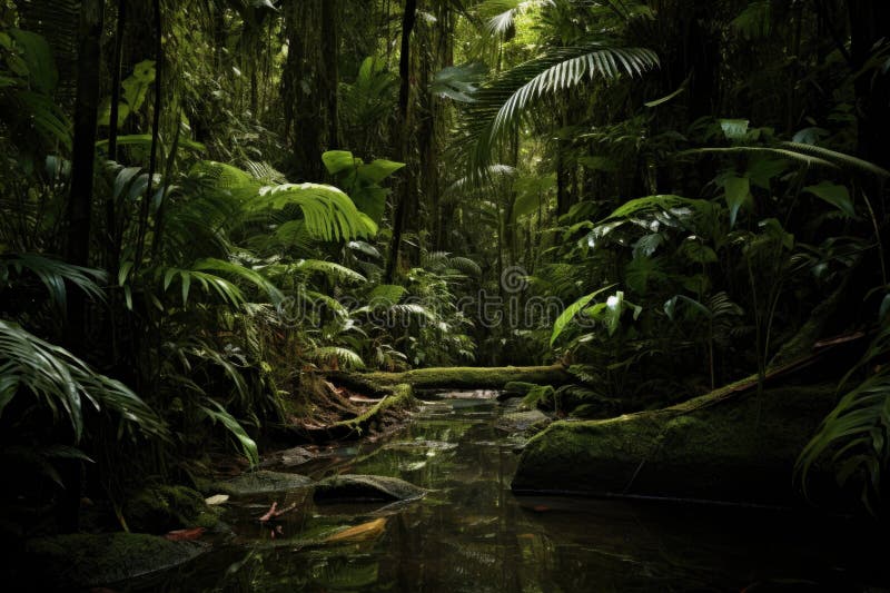Undisturbed Rainforest Floor with Rich Biodiversity Stock Illustration ...