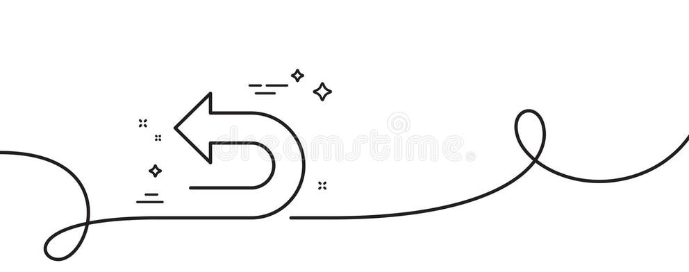 Undo Arrow Line Icon. Left Turn. Continuous Line with Curl. Vector ...