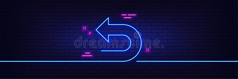 Undo Arrow Line Icon. Left Turn. Neon Light Glow Effect. Vector Stock ...