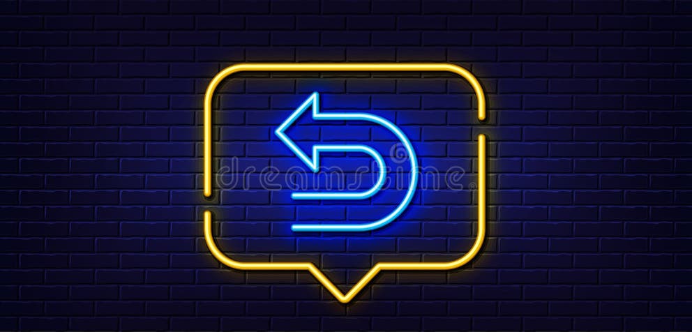 Undo Arrow Line Icon. Left Turn. Neon Light Speech Bubble. Vector Stock ...
