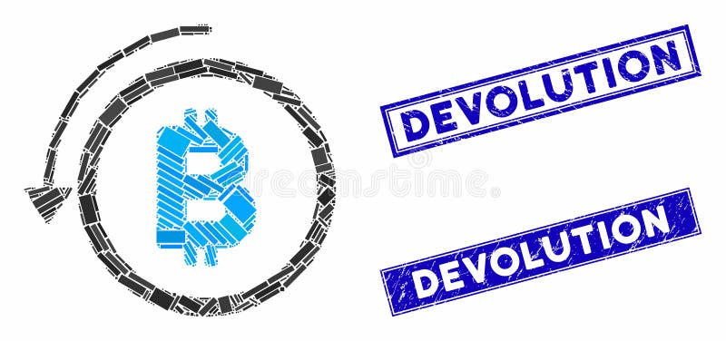Grunge Devolution Seal and Recursive Down Arrow Icon Composition Stock ...