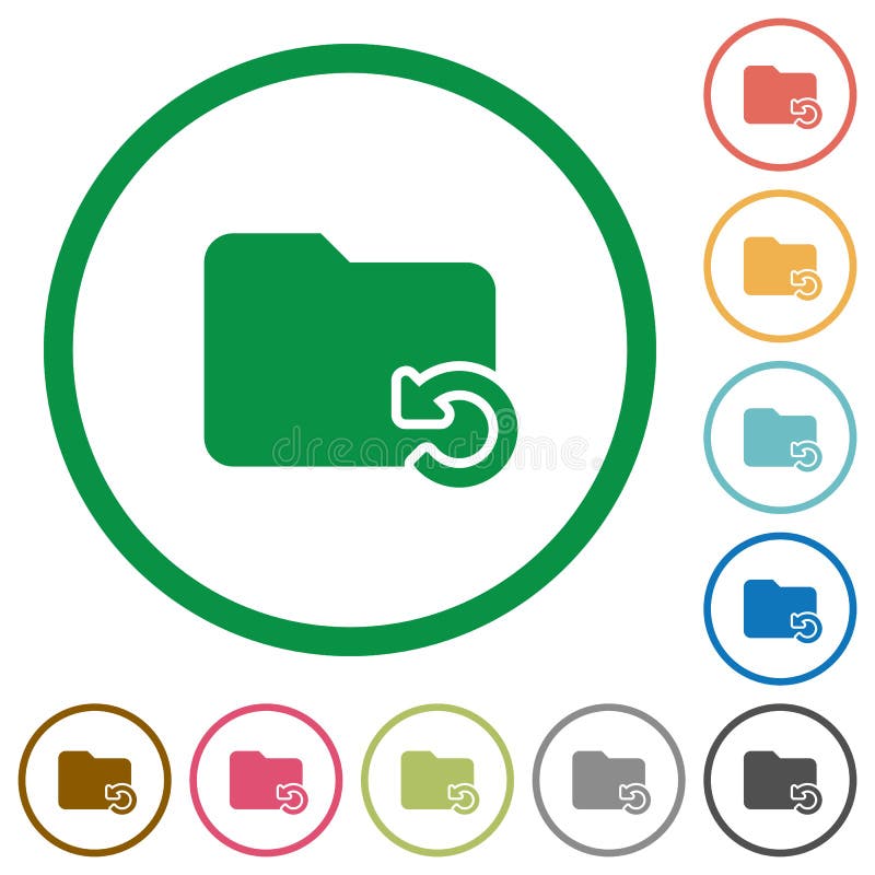 Undo Folder Operation Flat Icons with Outlines Stock Vector ...