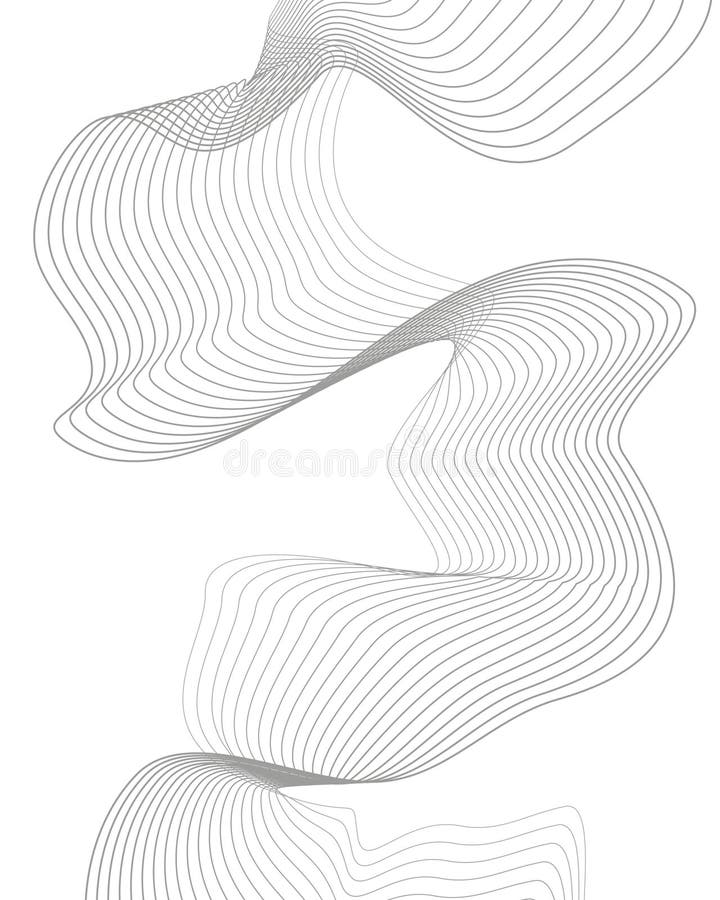 Grey Wave Swirl, Frequency Sound Wave, Twisted Curve Lines with Blend ...
