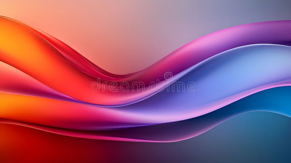 Undulating, Abstract Wave Forms in Gradient Shades of Blue, Purple, and ...