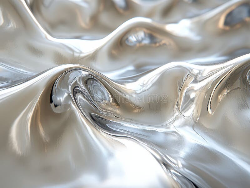 Undulating 3d Forms Resembling Shimmering Metallic Waves Reflective ...