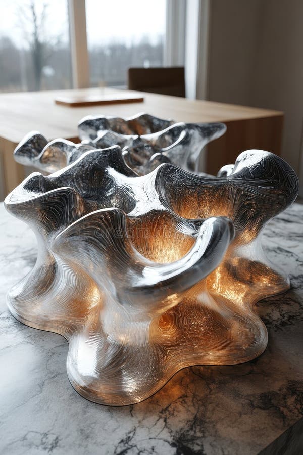 Undulating 3D Forms Resembling Shimmering Metallic Waves with ...