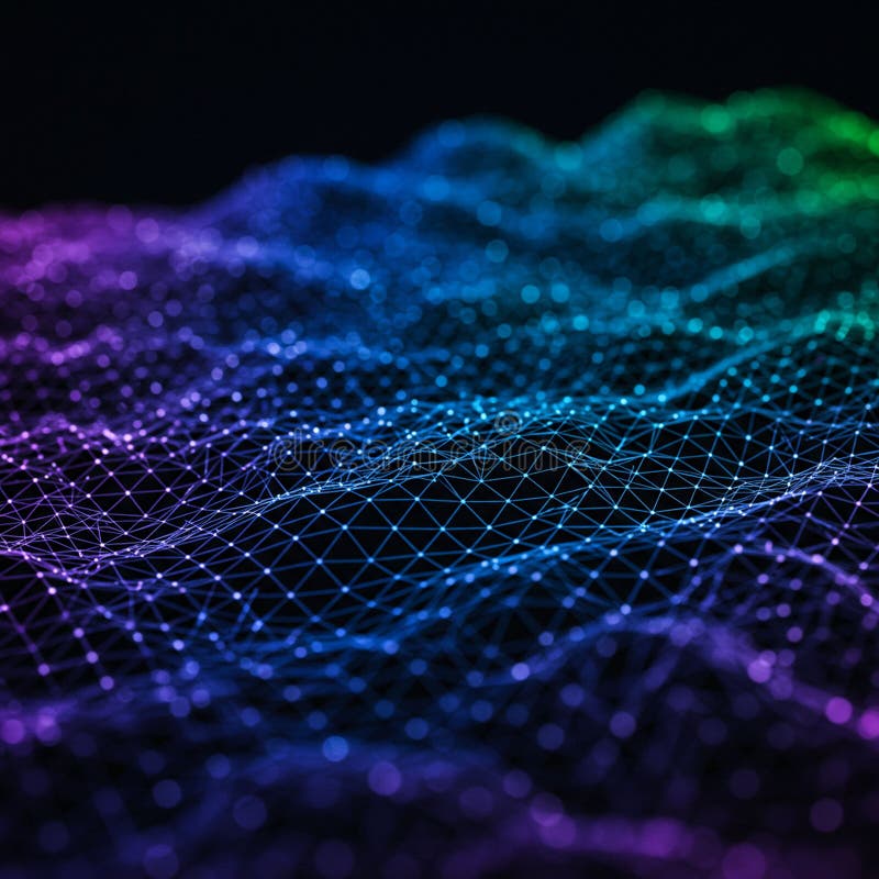 Undulating 3D Wireframe Landscape with Triangular Mesh Grid ...