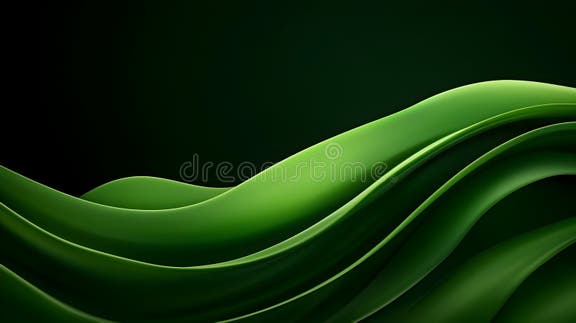 Undulating Green Fabric with a Silky Texture, Draped in Fluid, Wave ...