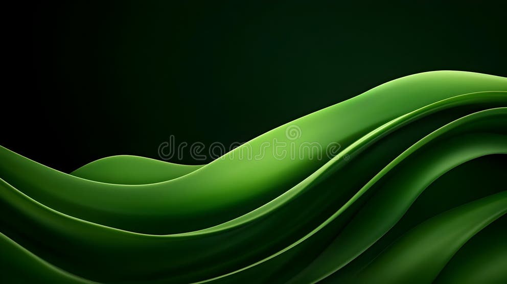 Undulating Green Fabric with a Silky Texture, Draped in Fluid, Wave ...