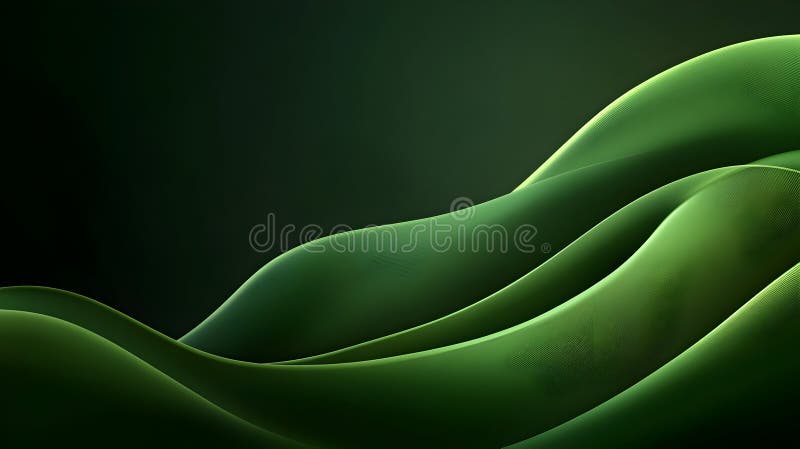 Undulating Green Fabric with a Silky Texture, Draped in Fluid, Wave ...