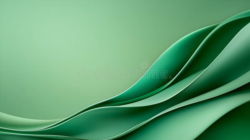 Undulating Green Fabric with a Silky Texture, Draped in Fluid, Wave ...