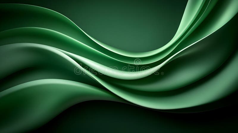 Undulating Green Fabric with a Silky Texture, Draped in Fluid, Wave ...