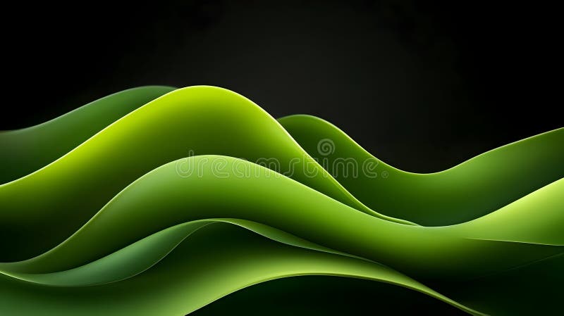 Undulating Green Fabric with a Silky Texture, Draped in Fluid, Wave ...