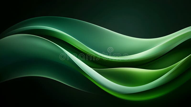 Undulating Green Fabric with a Silky Texture, Draped in Fluid, Wave ...