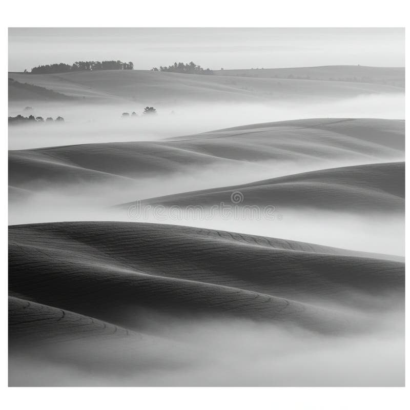 Undulating Hills Shrouded in Soft Mist Create a Serene Landscape in ...