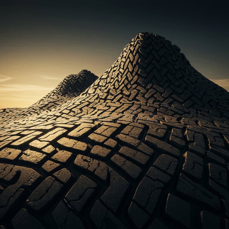 Undulating Landscape Covered in Interlocking Stone-like Bricks, Forming ...