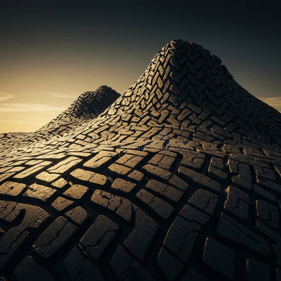 Undulating Landscape Covered in Interlocking Stone-like Bricks, Forming ...