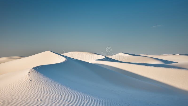 Undulating Lines of White Sand Dunes with Blue Sky and Clean Background ...