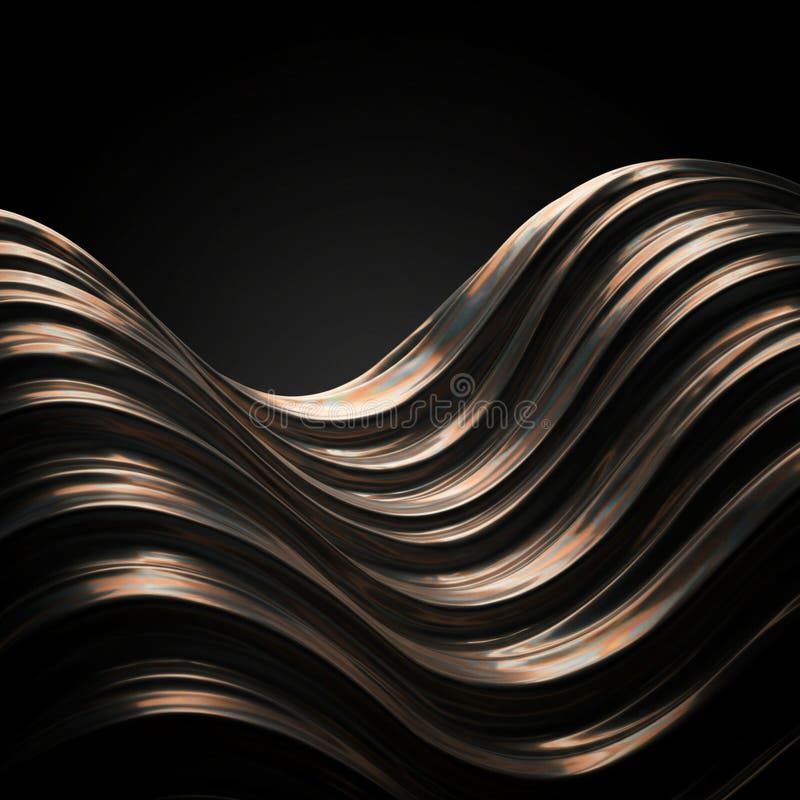 Undulating Metallic Waves Create a Dynamic Pattern Against a Dark ...