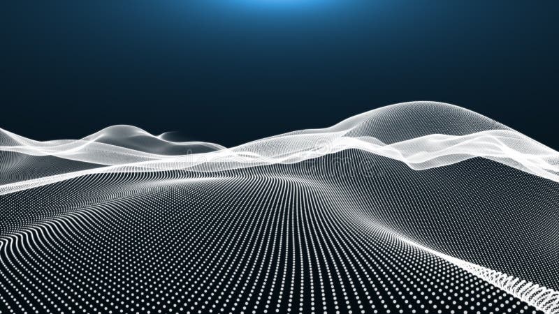 An Undulating Ocean Surface of Closely Spaced White Particles. Stock ...